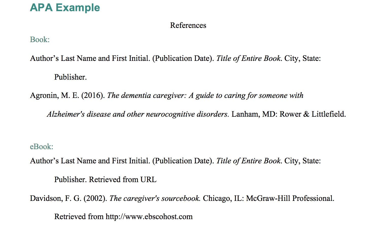 Explanation Example APA Book EBook LibGuides At State College 