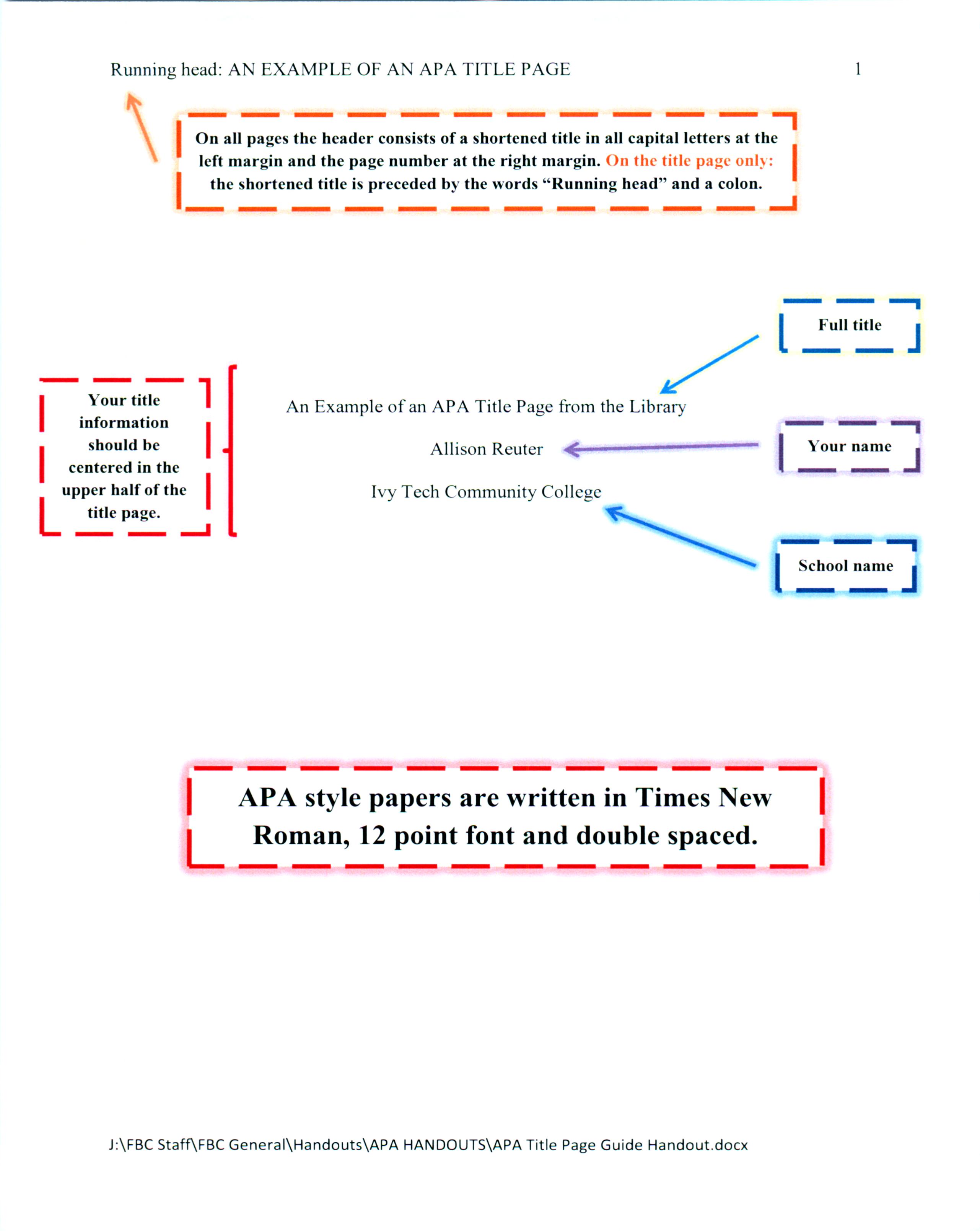 APA Formatting 6th Ed Citation Guide Central Indiana Ivy Tech 