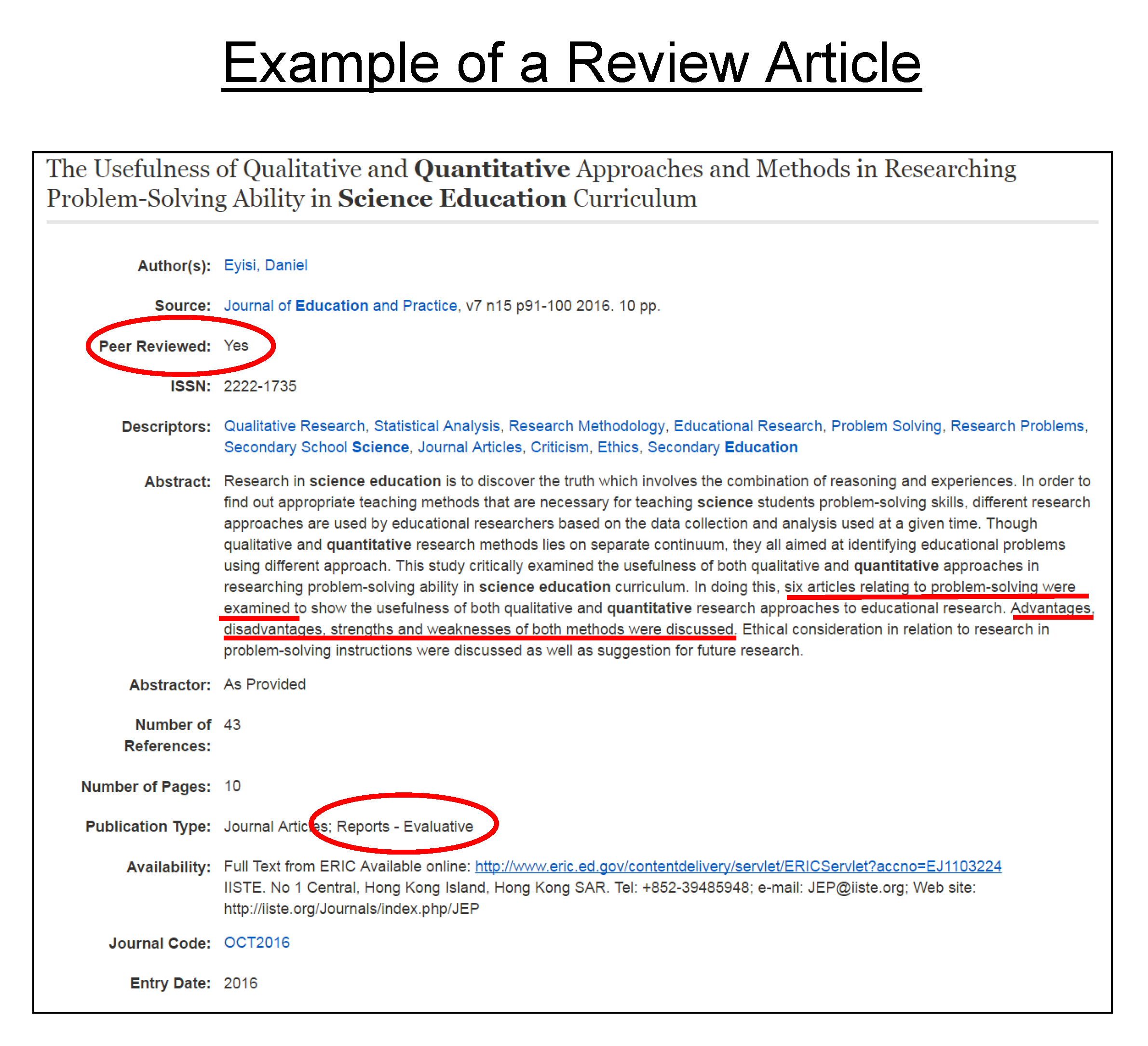 Evaluating Journal Articles Education Research For Graduate Students 