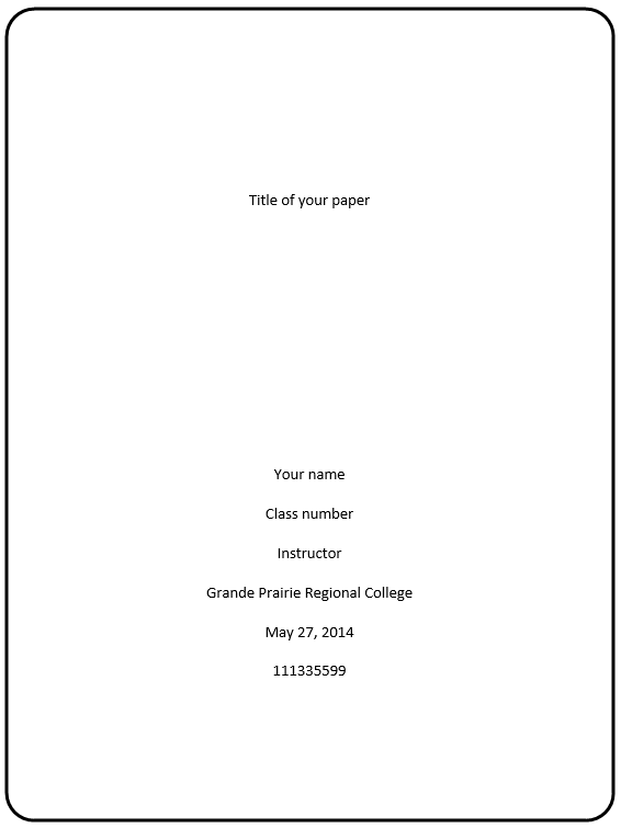 Chicago Style Cover Page Template