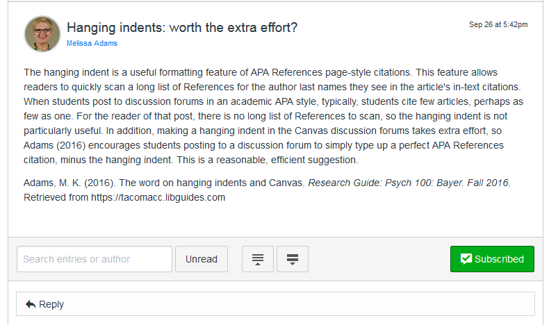 Writing APA In Your Discussion Forums PSYC 100 Bayer B Spring 