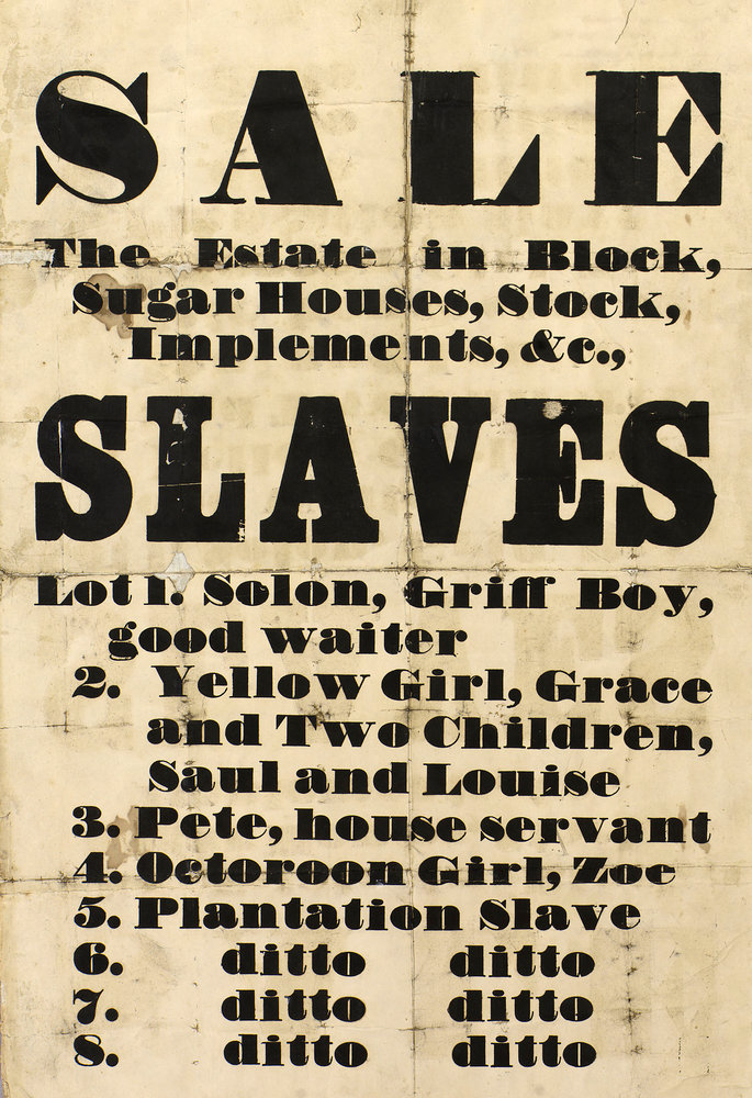 Slave sale poster - unknown - Royal Museums Greenwich Prints