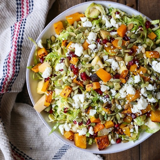 Modernmeal Shaved Brussels Sprout Salad with Roasted Butternut Squash