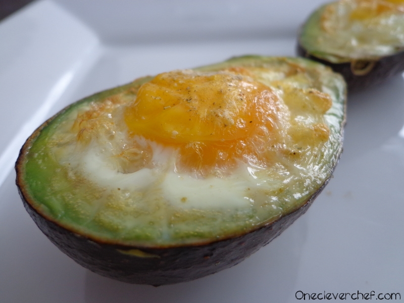 Baked Eggs Inside Avocado Halves One Clever Chef