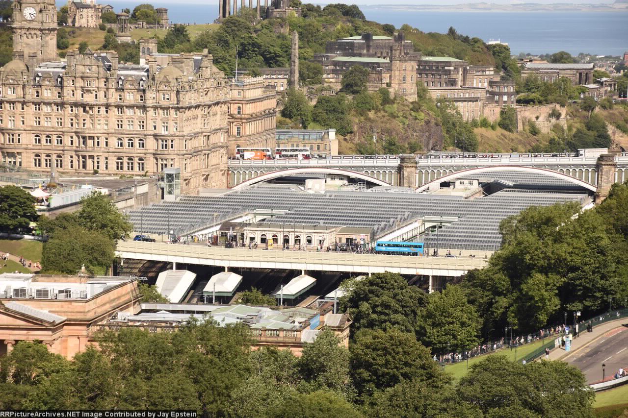 Looking onto Edinburgh Waverly station from the west