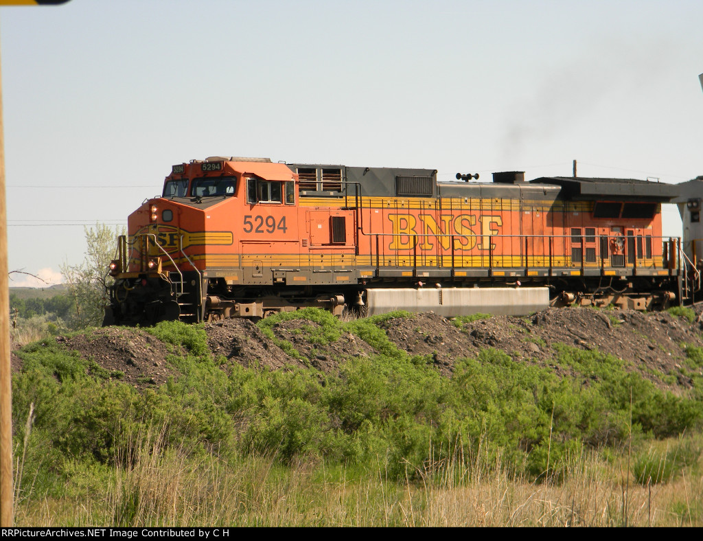 BNSF 5294 leads a grain train westbound