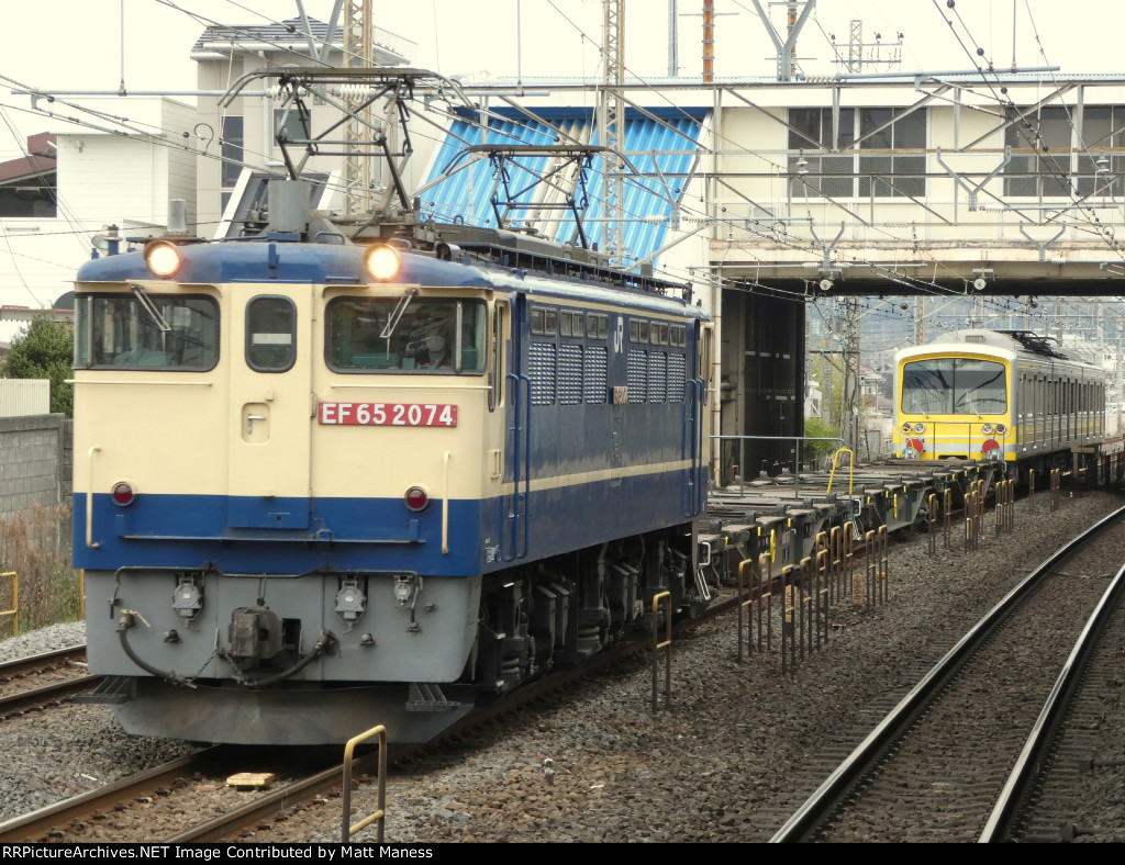 EF65-2074 hauling a refurbish E.M.U. set