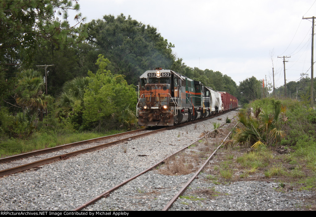 GFRR 502 leads the small train.