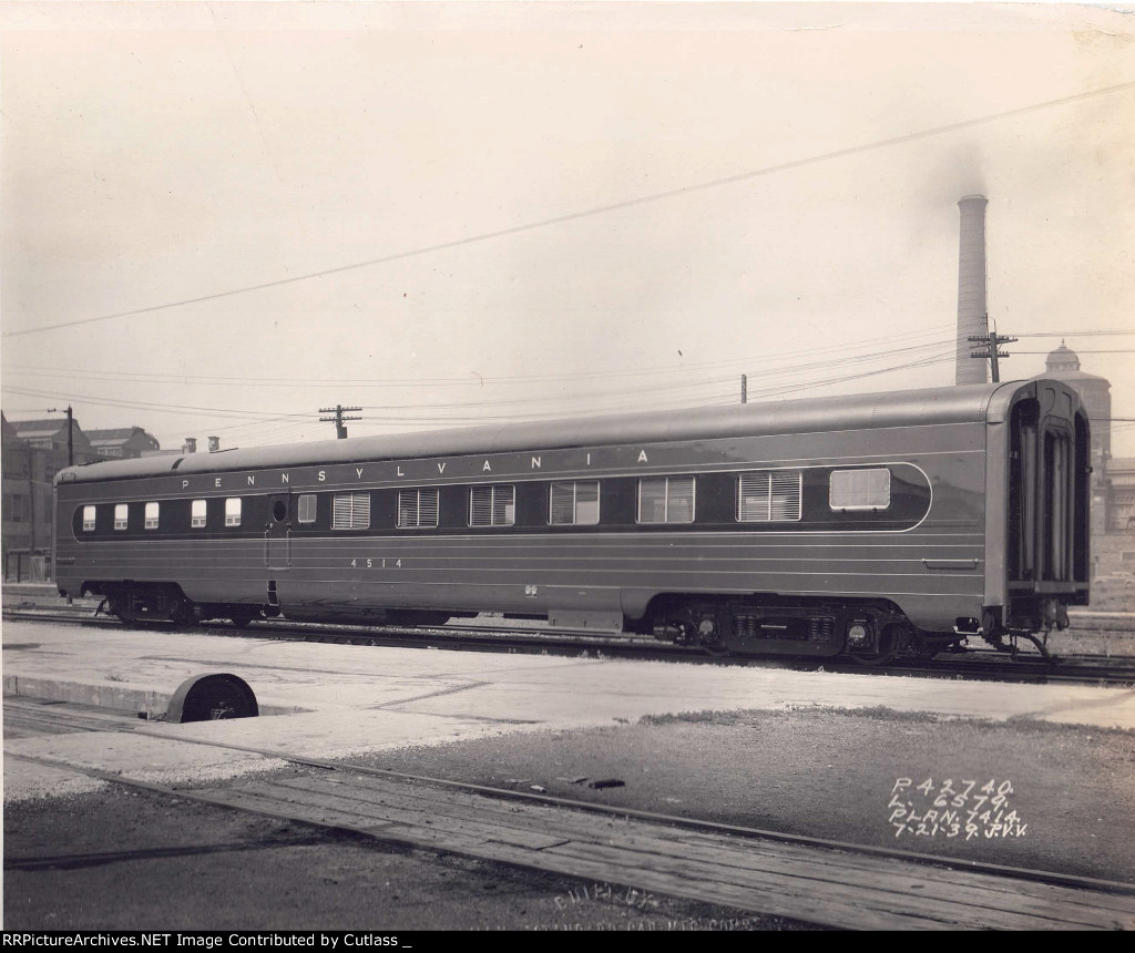 Pullman builders photo of PRR dining car 4514