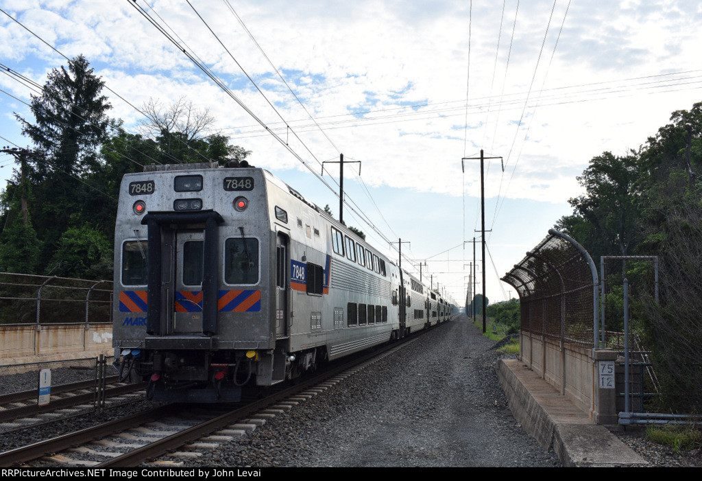 MARC K Bilevel Car # 7848 brings up the rear of Train # 502