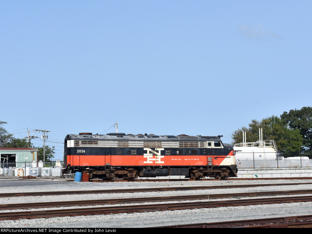 Side view of New Haven FL9 # 2026 in Hyannis Yard