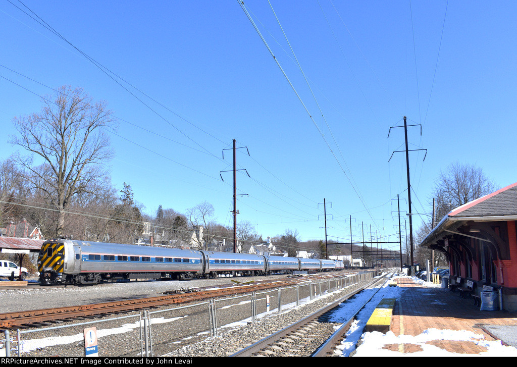 Amtrak Train # 663, enroute from New York City Penn Station to Harrisburg, is about to stop at ...