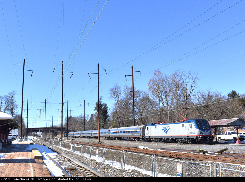 Sprinter # 603 shoving Amtrak Train # 663 out of PAR. Next stop is Lancaster.