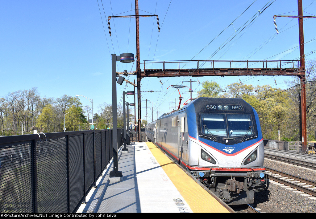 Amtrak Northeast Regional Train # 127 with ACS-64 # 660 on the point.