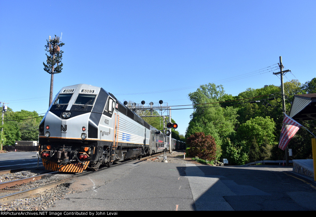 PL42AC # 4003 pushing NJT Train # 1124 toward Ho-ho-kus Station