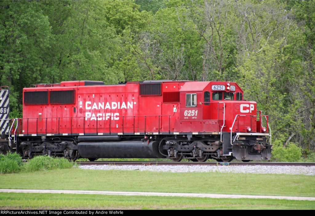 CP 6251, one of three units on rock train 9WWA working the "pit"