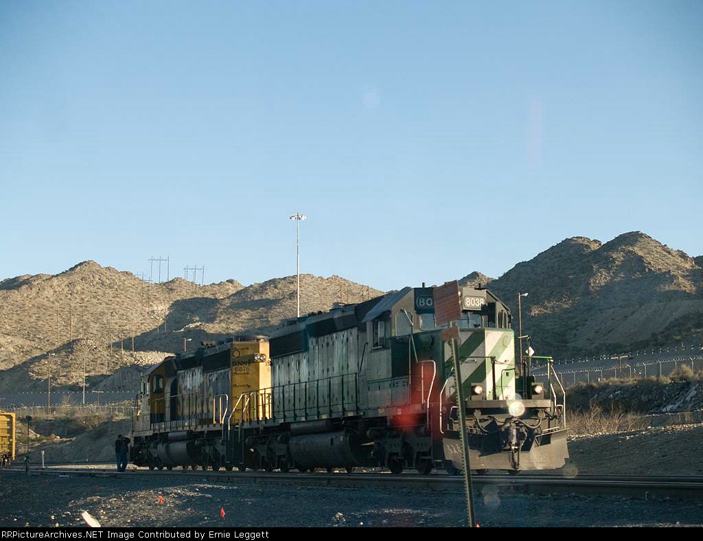 BNSF 8038 tied down at 7:18am