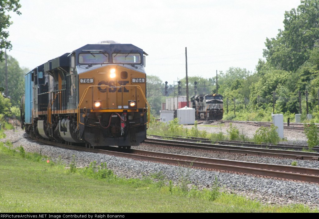 A "double header", as one of the newer ES44AC's roll through ahead of an NS van train