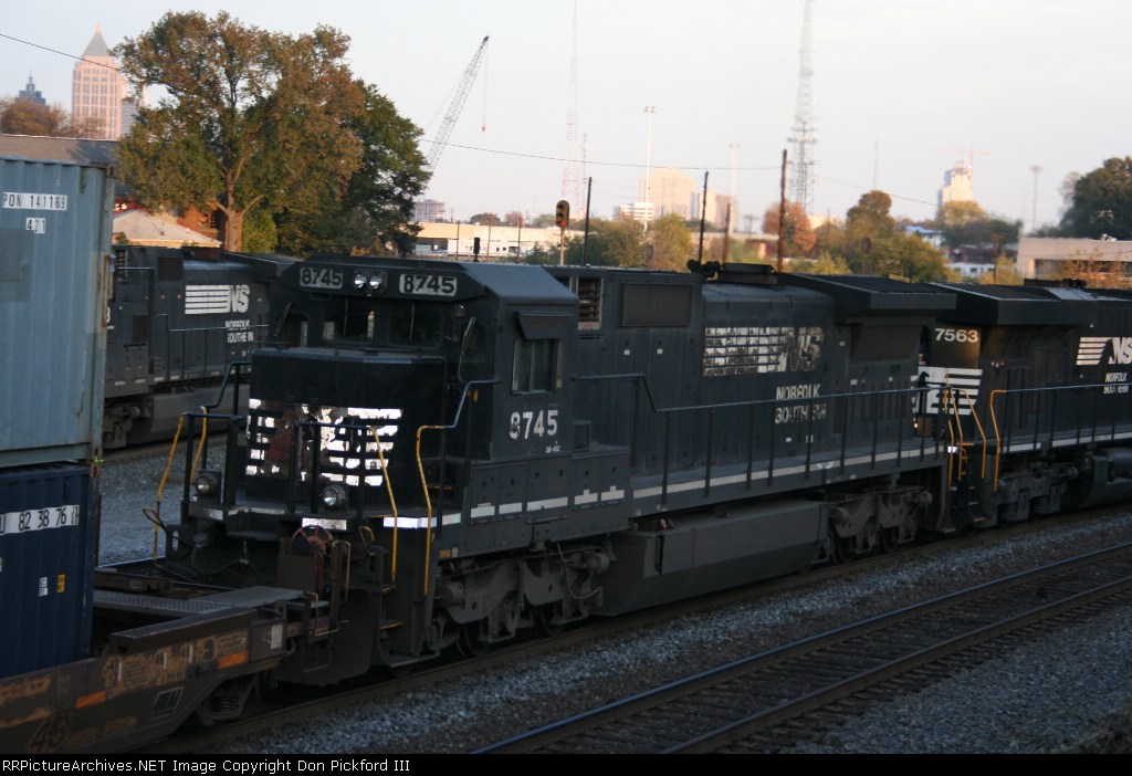 NS 8745 (D8-40C) Looking beat down heads south assisting NS 7563 With this stacktrain