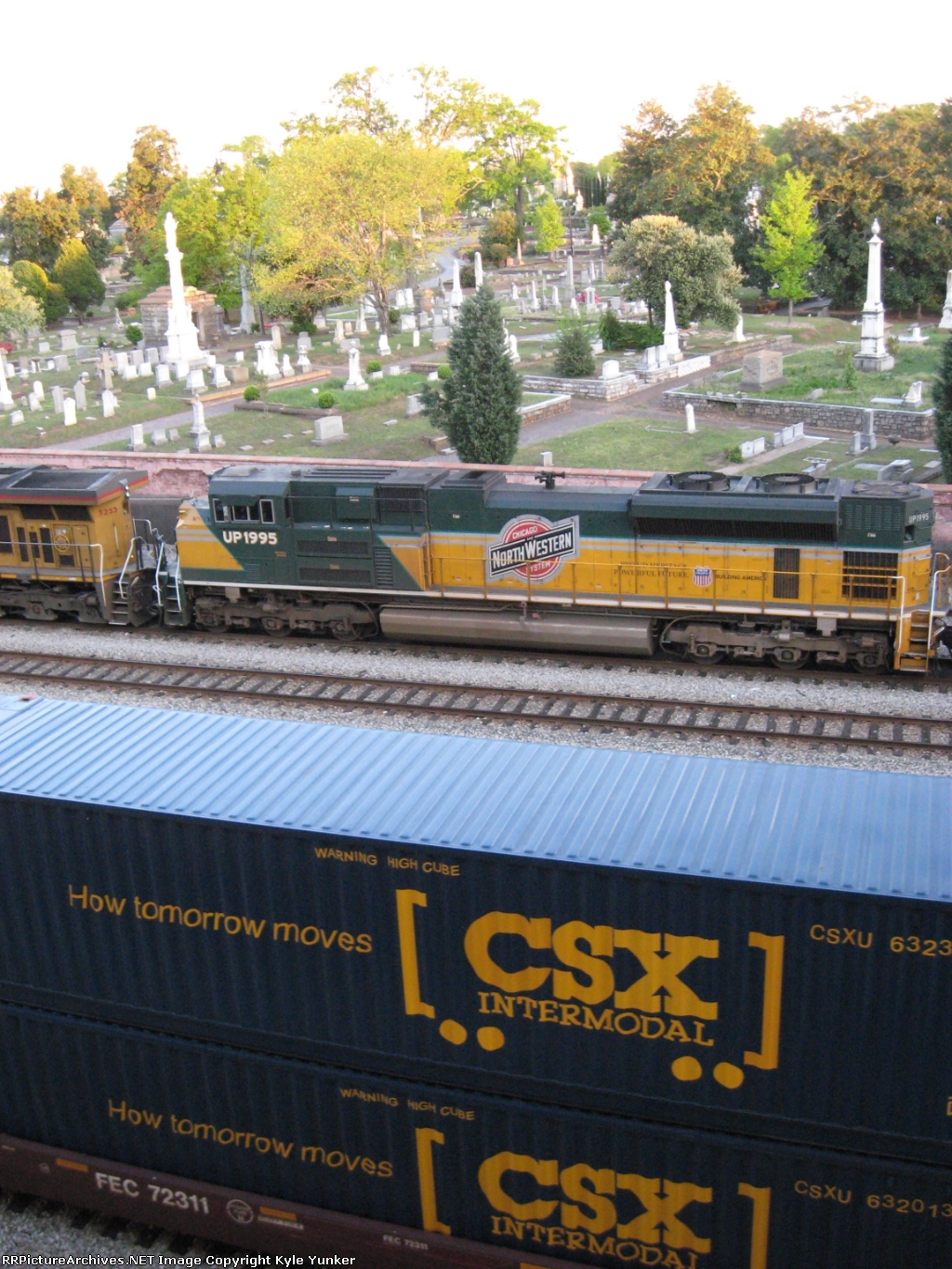 UP 1995 CNW Heritage parked at CSXs Hulsey Yard