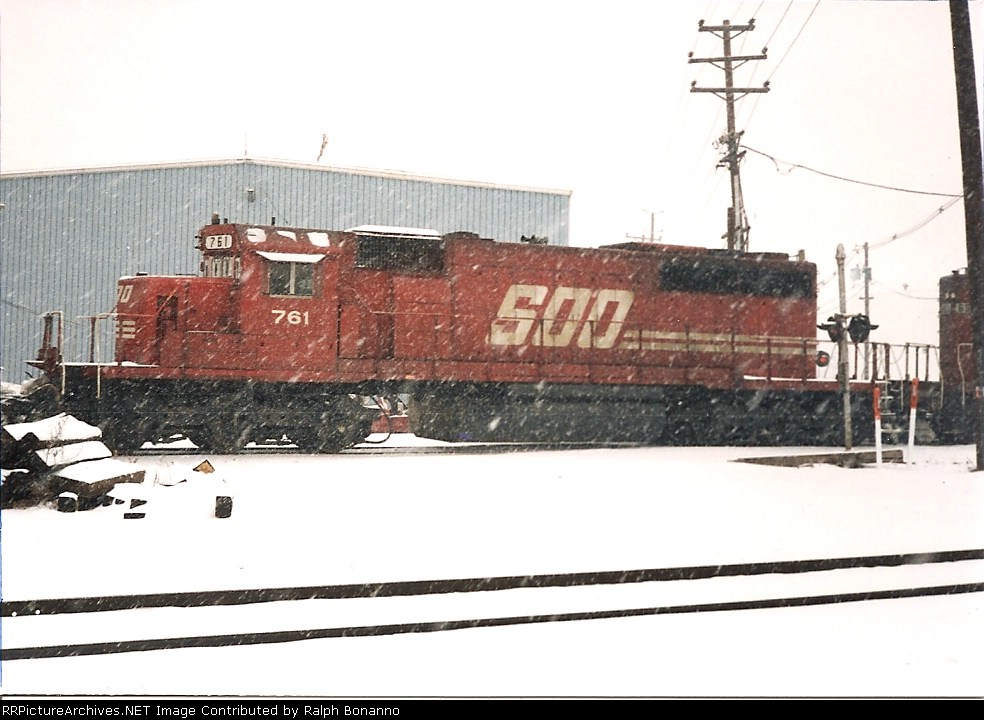 Looking every bit right at home in the elements, SOO 761 rolls over Bergen Tpke/