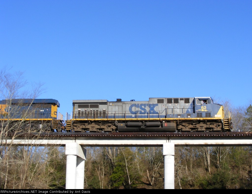 CSX 62 leads a loaded coal train through Augusta Canal Park