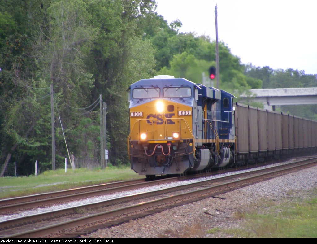 CSX 833 leads a SB Coal Train @ 16:31