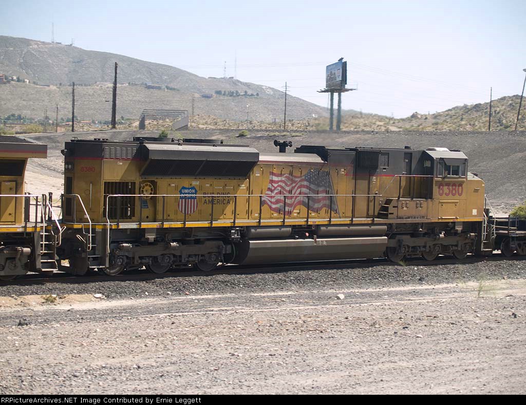 UP 8380 #2 power in a WB doublestack at 11:55am