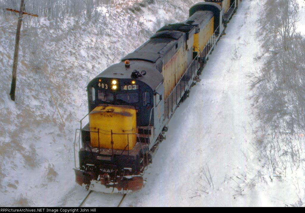 1129-30 Eastbound C&NW freight with Alco slug set