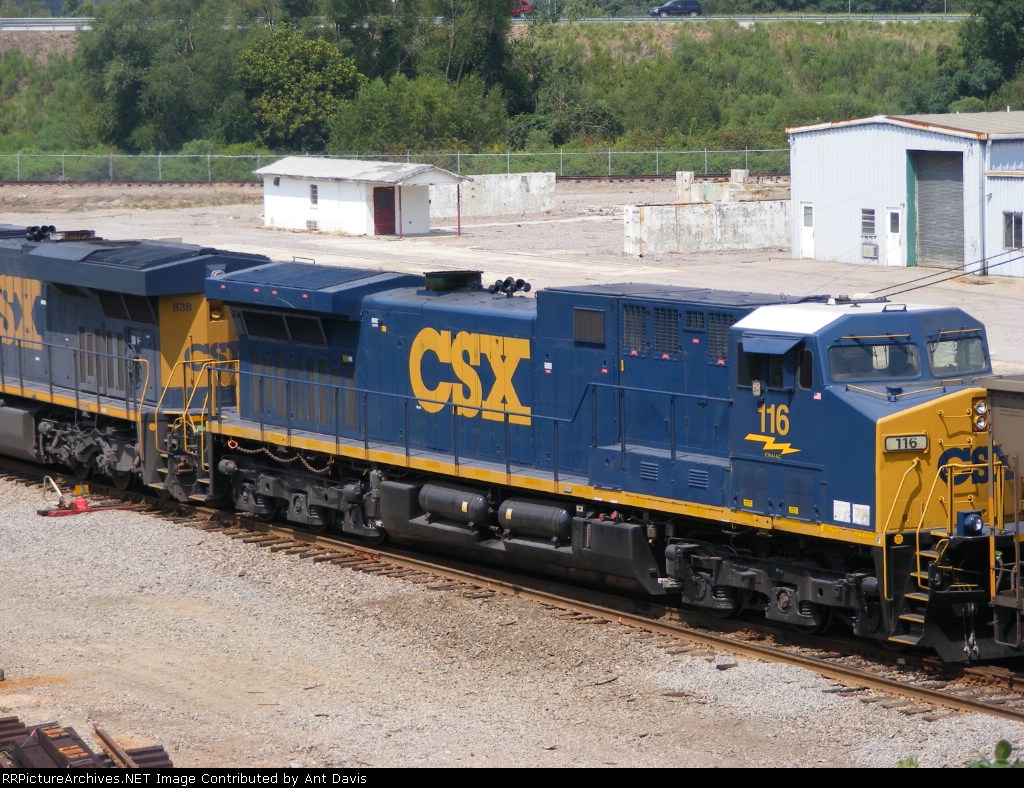 A recently repainted CSX 116