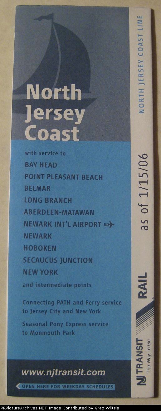 New Jersey Transit North Jersey Coast Timetable