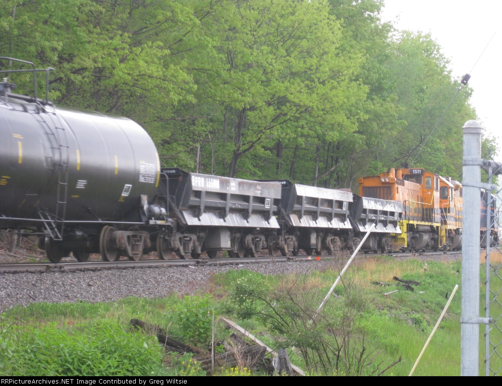 BPRR 1511 and the three BPRR side dump cars are in the consist today