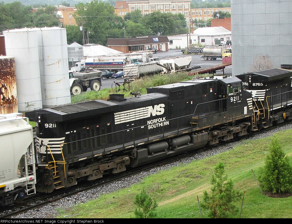 NS 9211, 2nd. lead unit on the V92 grain train heading to Linville