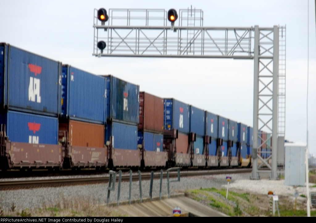 STACK TRAIN EAST BOUND INTO STRANG YARD