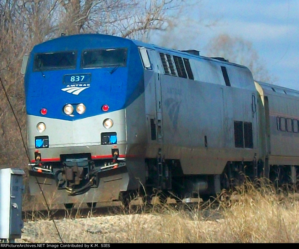 AMTK 837 on Amtrak 303