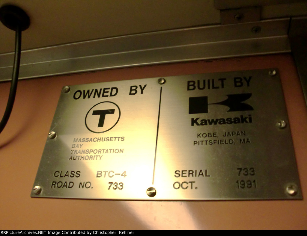 MBTA 733 Builders Plate