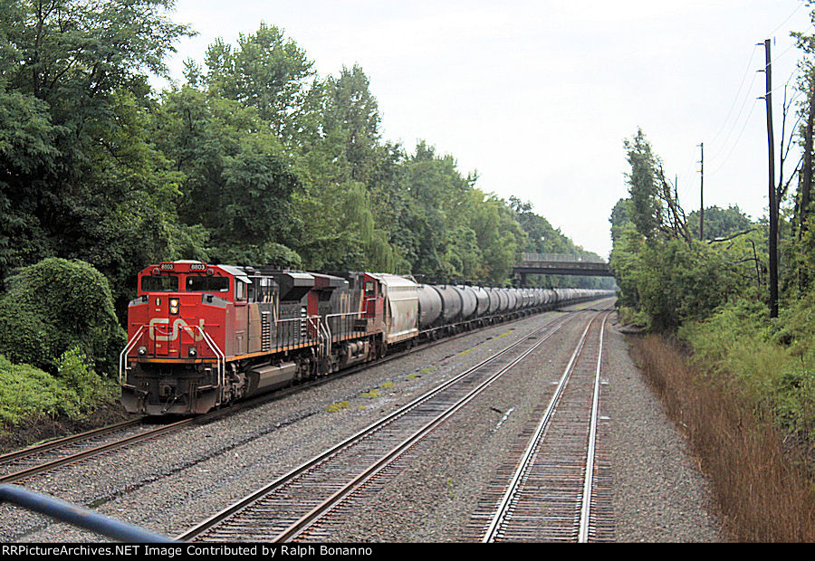 Northbound K653 (empty ethanol) heads north upgrade at MP 9 on a cloudy morning