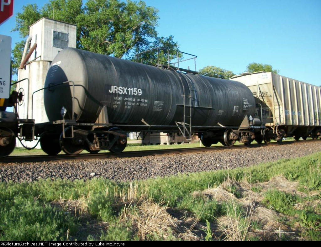 JRSX tanker car on westbound UP manifest train.