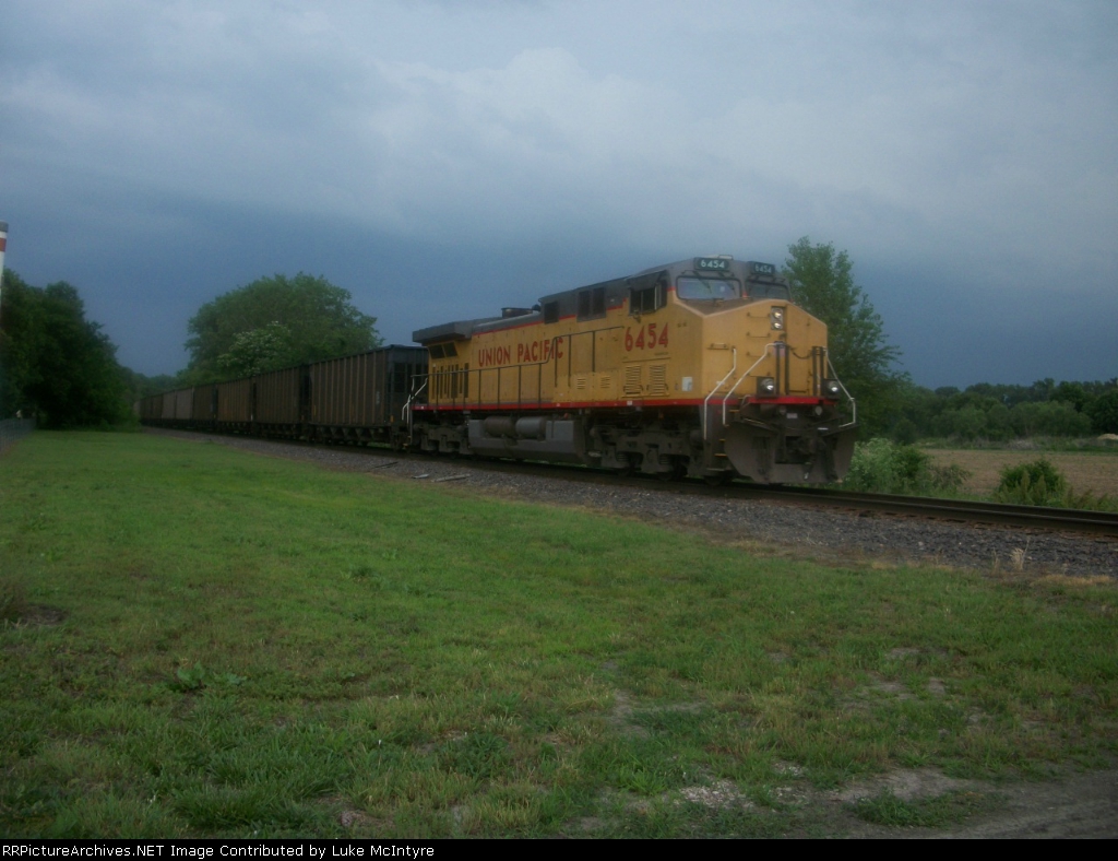 UP 6454 DPU on eastbound UP loaded coal train