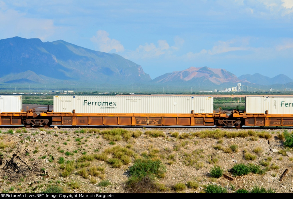 DTTX Stack car "C" jith Ferromex container