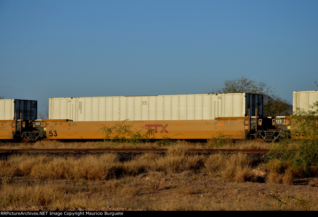DTTX Stack car "C" with Ferromex containers
