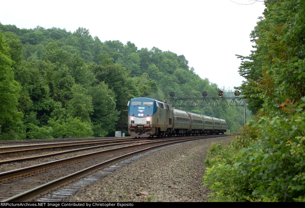 Amtrak P42 139 leads the eastbound Pennsylvanian