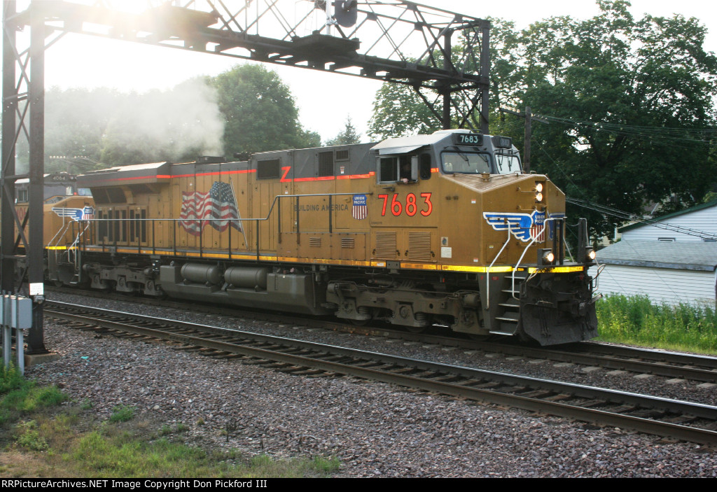 UP 7683 Stack Train
