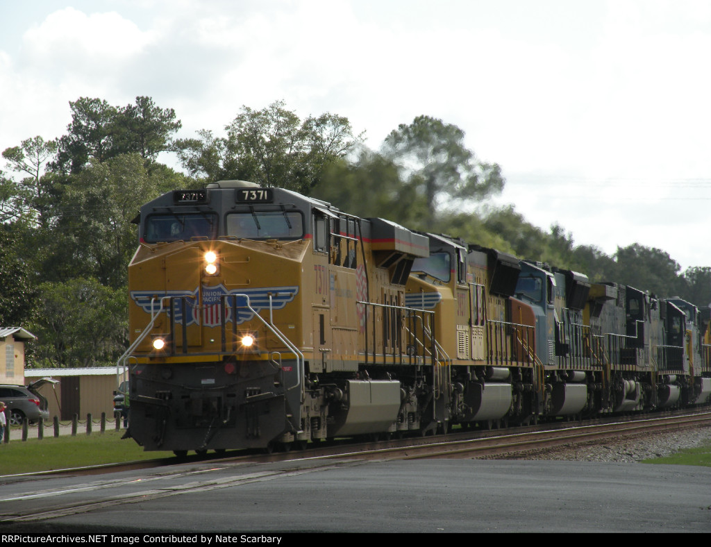 UP #7371 leading a massive train!