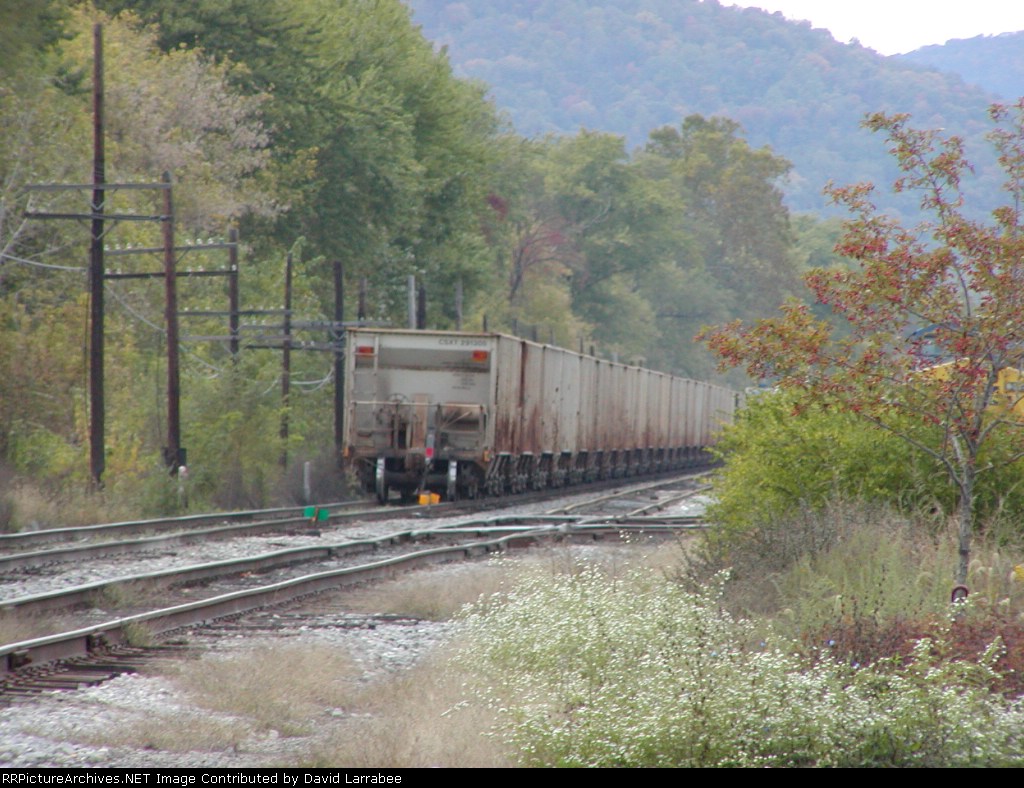 Empty 'Rock Train' westbound departing.