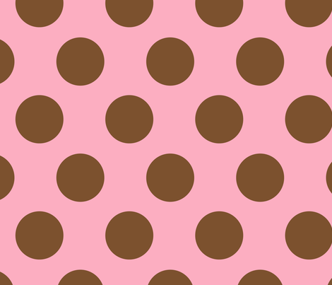JUMBO POLKA DOTS PINK & BROWN fabric - juneblossom - Spoonflower
