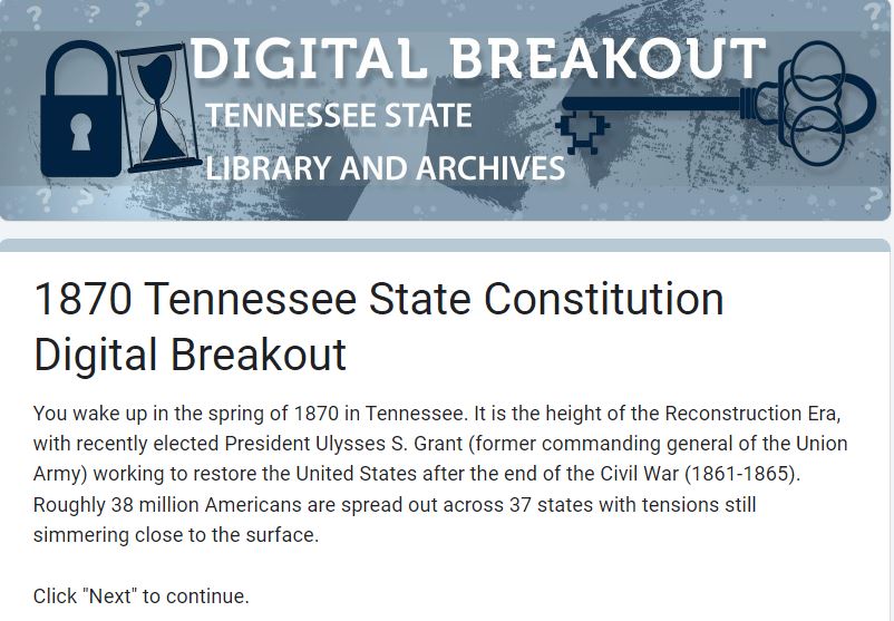 Education Outreach: Digital Breakouts | A History of Tennessee Student ...