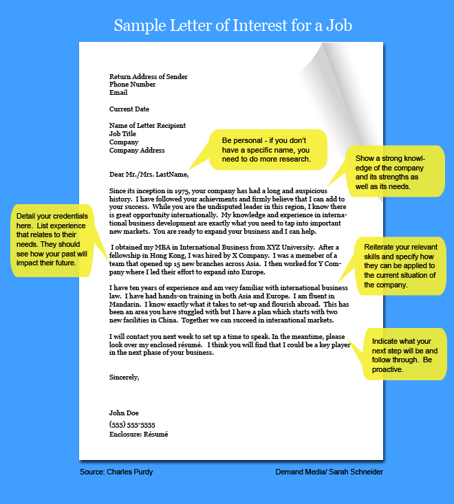 How To Write A Letter Of Interest For A Job 6 Steps EHow