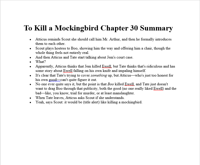  Summary Of Each Chapter In To Kill A Mockingbird To Kill A