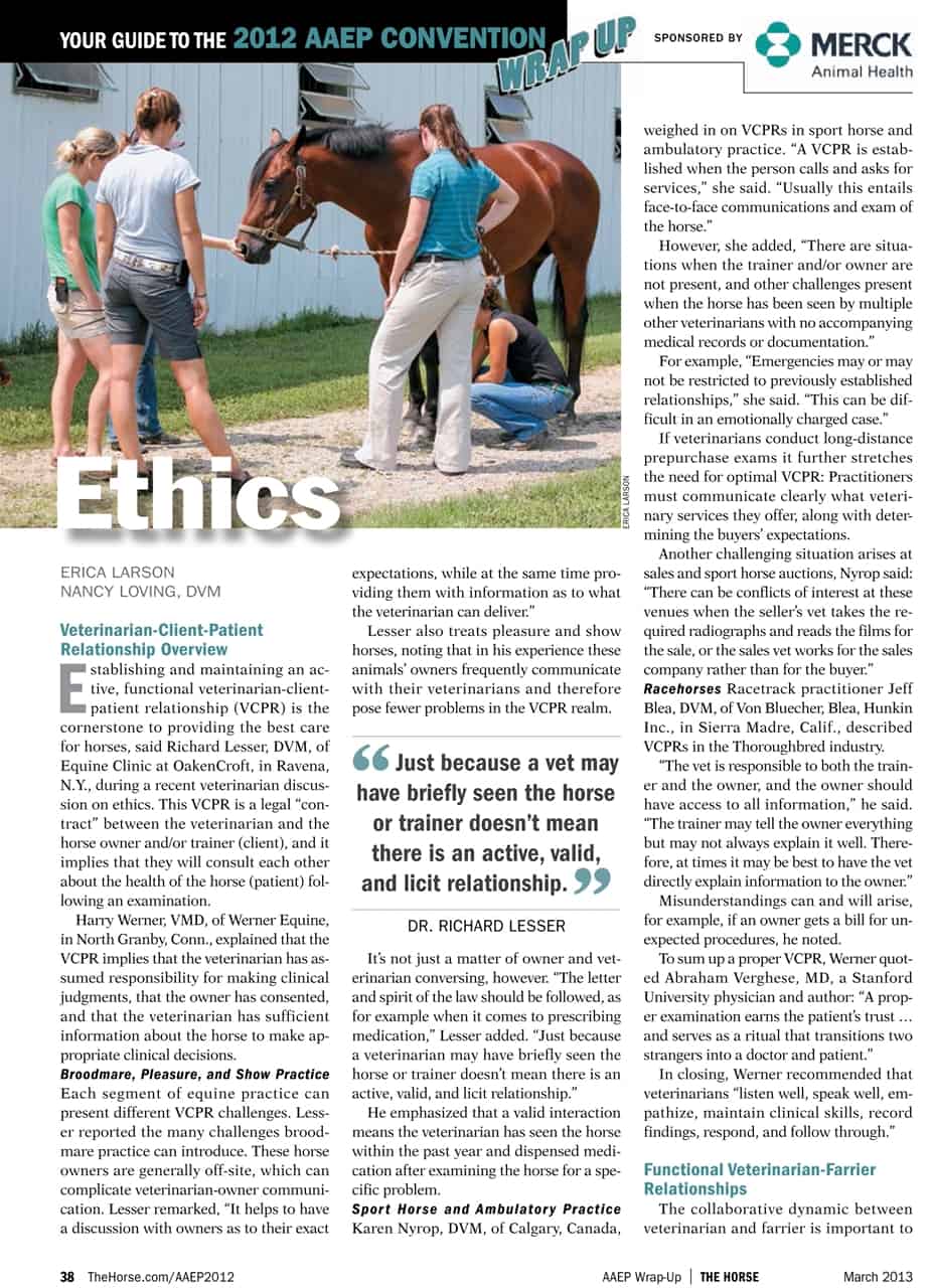 Veterinary Ethics (AAEP Convention 2012) – The Horse